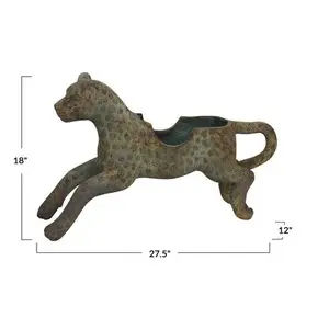 STORIED HOME Vintage Carousel Leopard Planter
