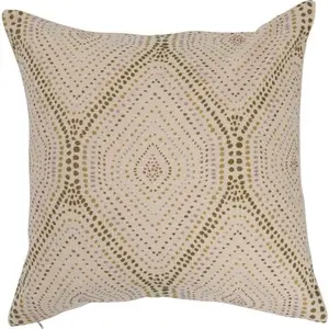 STORIED HOME Cotton Slub Pillow With Dot Print - Tan