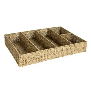 STORIED HOME Hand-woven Seagrass Sectional Tray - Natural