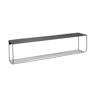 STORIED HOME Metal Two-tier Wall Shelf Storage - Black
