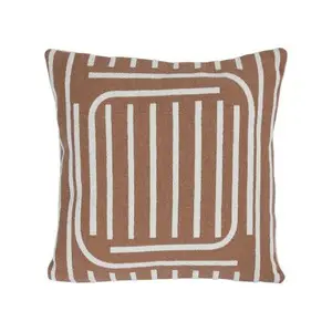 STORIED HOME Woven Cotton Reversible Pillow With Lines - Tan