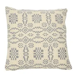 STORIED HOME Woven Cotton Jacquard Pillow - Grey