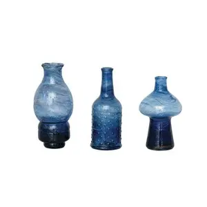 STORIED HOME Blown Glass Vases - Blue