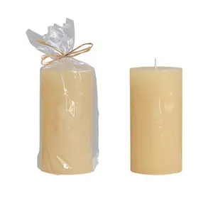 STORIED HOME Unscented Face Pillar Candle - Cream