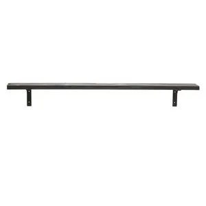 STORIED HOME Large Mounted Wood And Metal Wall Shelf - Black