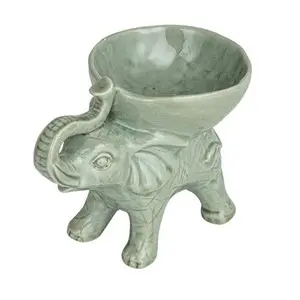 STORIED HOME Majestic Stoneware Elephant Bowl - Grey
