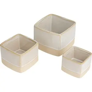 STORIED HOME Ceramic Nesting Containers - Cream