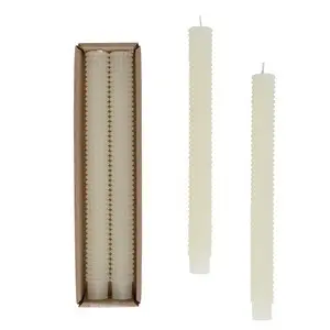 STORIED HOME Unscented Hobnail Taper Candles - Cream