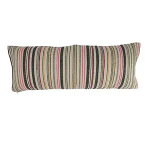 STORIED HOME Cotton Blend Lumbar Pillow With Stripes - Blue