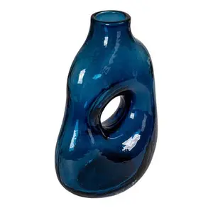 STORIED HOME Glass Abstract Vase - Blue