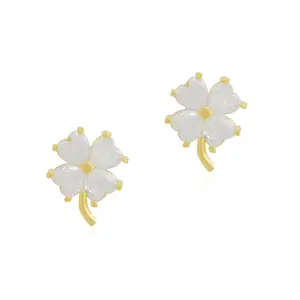 SPERO LONDON Four Leaf Clover Stud Earrings - Gold