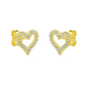 SPERO LONDON Heart Sterling Stud Earrings - Gold
