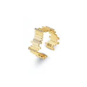 SPERO LONDON Bar Sterling Silver Ring Gold