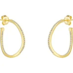 SPERO LONDON Sterling Wavy Stud Hoop Earrings With Gemstones - Gold