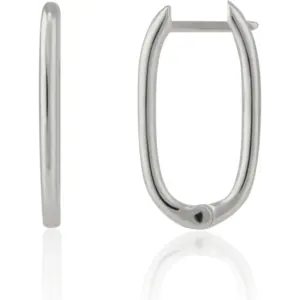 SPERO LONDON Oval Rectangular Sterling Silver Hoop Earrings Silver