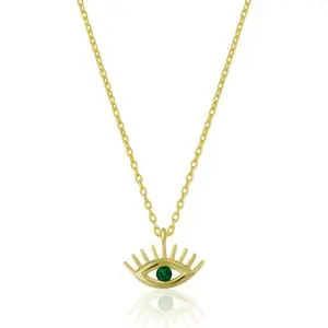 SPERO LONDON Emerald Eye Evil Eye Sterling Necklace - Gold