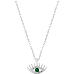 SPERO LONDON Emerald Eye Evil Eye Sterling Necklace - Silver