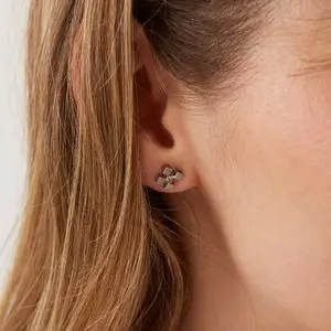 SPERO LONDON Four Cube Blocks Textured Stud Earrings - Silver