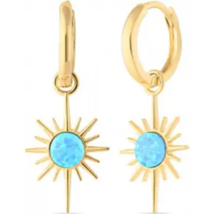 SPERO LONDON Blue Opal Northernstar Drop Hoop Earring Sterling - Gold