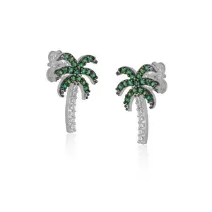SPERO LONDON Palm Tree Sterling Stud Earrings - Silver