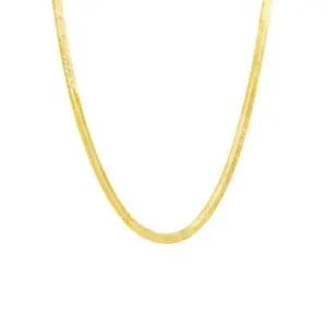 SPERO LONDON Bold Herringbone Sterling Flat Snake Chain Necklace - Gold