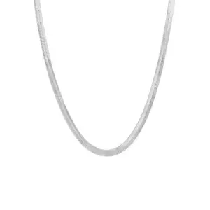 SPERO LONDON Bold Herringbone Flat Snake Chain Necklace - Silver