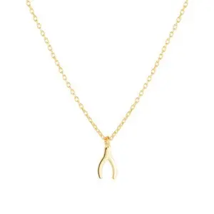 SPERO LONDON Sterling Mini Wishbone Pendant Necklace - Gold