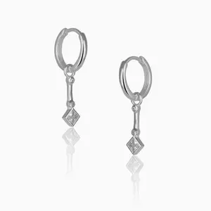 SPERO LONDON Sterling Rhombus Drop Hoop Earrings - Silver