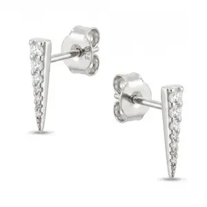 SPERO LONDON Long Pave Dagger Stud Earrings - Silver
