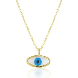 SPERO LONDON Evil Eye Glass Pendant Necklace - Gold