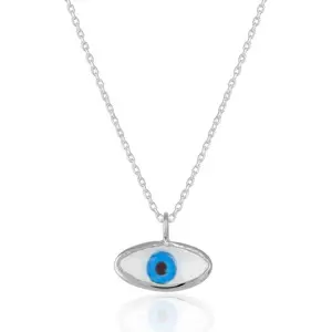 SPERO LONDON Evil Eye Glass Pendant Necklace - Silver