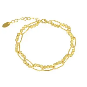SPERO LONDON Sterling Silver Paperclip And Beaded Twisted Chain Bracelet - Gold