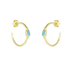 SPERO LONDON Drop Turquoise Solitaire Earrings - Gold