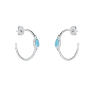 SPERO LONDON Drop Turquoise Solitaire Earrings - Silver