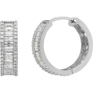 SPERO LONDON Baguette Cubic Zirconia Pave Hoop Earrings