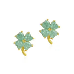 SPERO LONDON Four Leaf Clover Sterling Stud Earrings - Gold