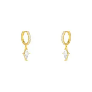 SPERO LONDON Sterling Triangle Pave Spike Hoop Earrings - Gold