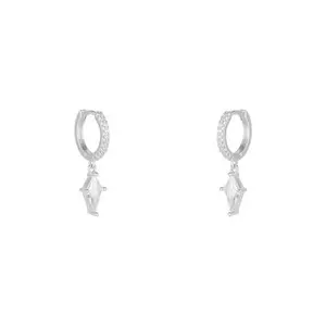 SPERO LONDON Sterling Triangle Pave Spike Hoop Earrings - Silver