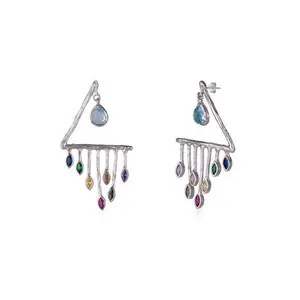 SPERO LONDON Sterling Rainbow Raindrop Earrings - Silver