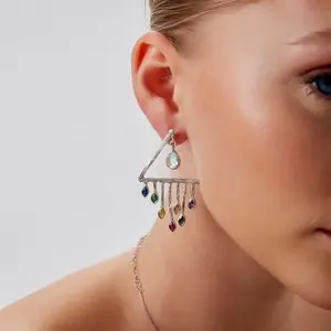 SPERO LONDON Sterling Rainbow Raindrop Earrings