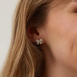SPERO LONDON Bowtie Sterling Zirconia Stud Earrings