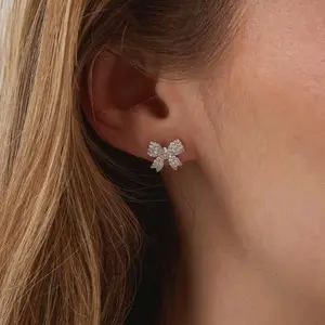 SPERO LONDON Bowtie Sterling Zirconia Stud Earrings