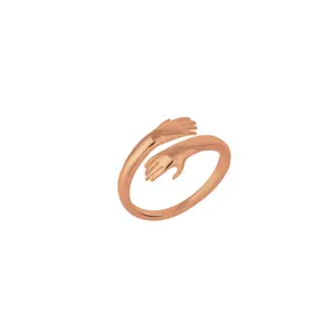 SPERO LONDON Hugging Hands Ring In Sterling And Plated - Rose Gold