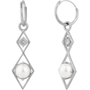 SPERO LONDON Sterling Rhombus 3d Pearl Earrings - Silver