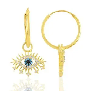 SPERO LONDON Evil Eye Charm Sterling Earrings - Gold
