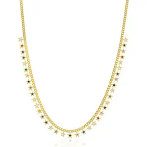SPERO LONDON Rainbow Star Station Necklace - Gold