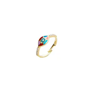 SPERO LONDON Enamel Evil Eye Signet Ring - Gold
