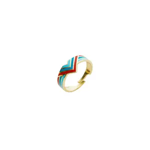 SPERO LONDON Sterling Silver Enamel Arrow Band Ring - Gold