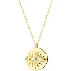SPERO LONDON Eye Coin Sterling Evil Eye Pendant Necklace - Gold