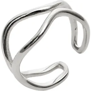 SPERO LONDON Wavy Lines Adjustable Sterling Ring - Silver